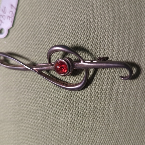 Vintage | Jewelry | Vintage Silver Amber Treble Clef Pin | Poshmark